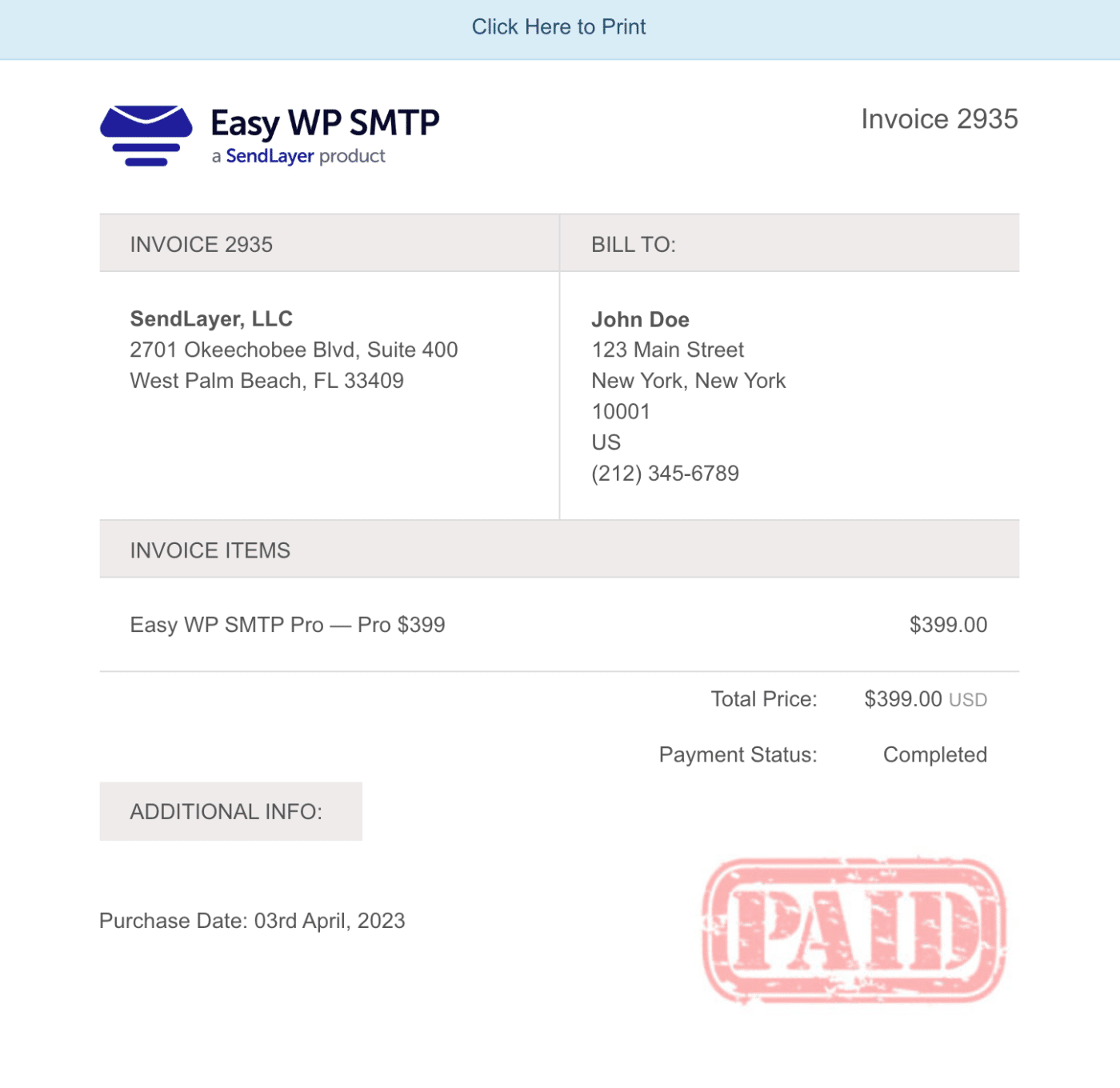 Creating an Invoice - Easy WP SMTP
