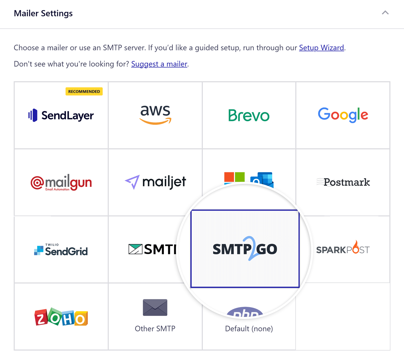 Setting Up the SMTP2GO Mailer